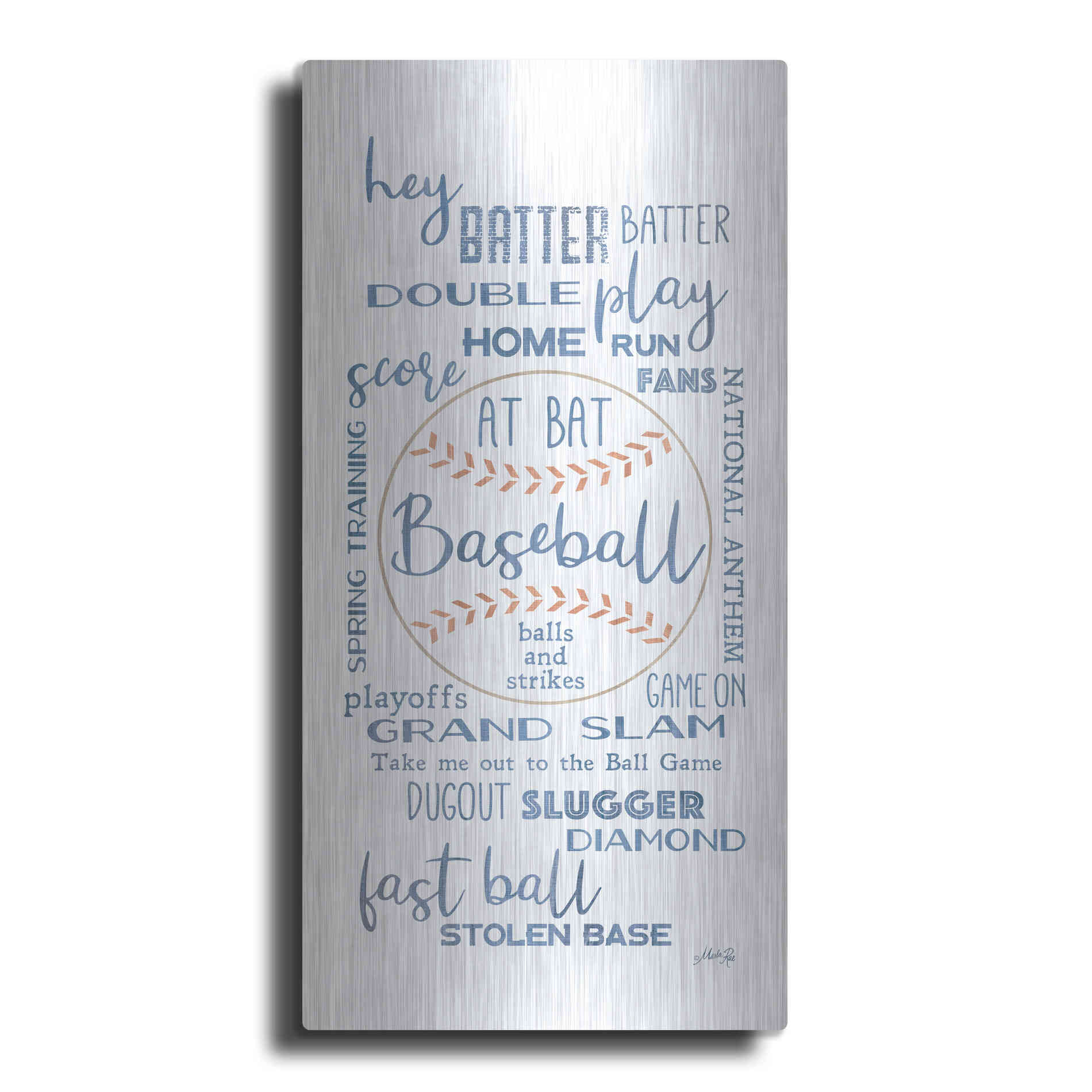 'Baseball Phrases' by Marla Rae, Metal Wall Art – LuxeMetalArt