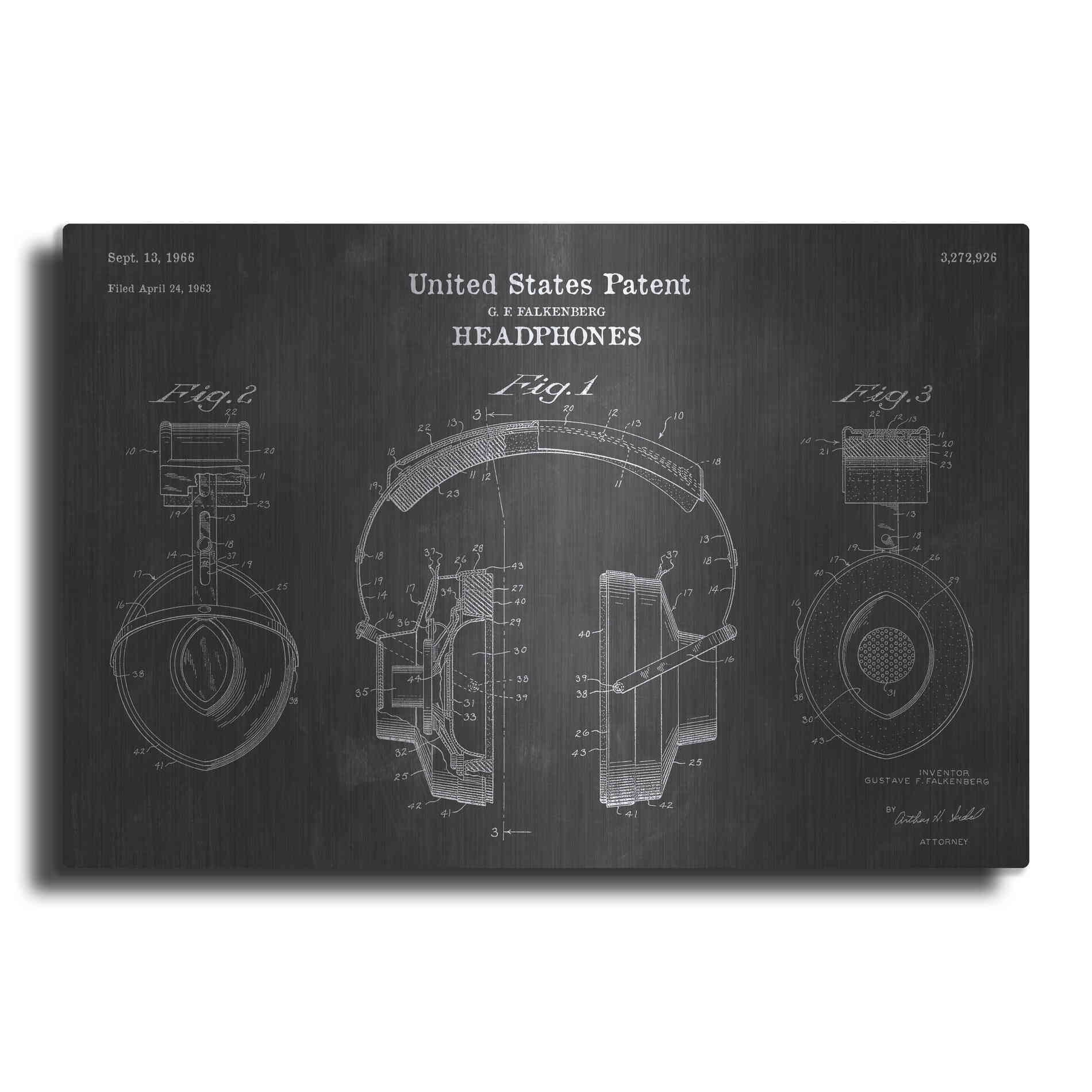 'Headphones Blueprint Patent Chalkboard' Metal Wall Art – LuxeMetalArt